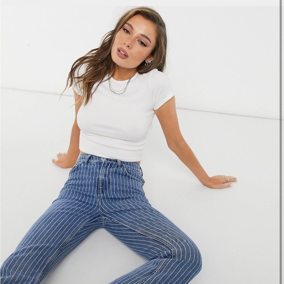 Bershka | Tops | Nwot Bershka Ribbed White Tee | Poshmark